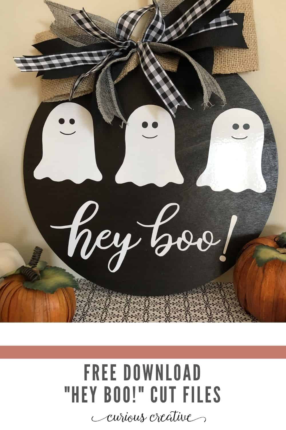 "Hey Boo!" Halloween Wood Sign - Curious Creative