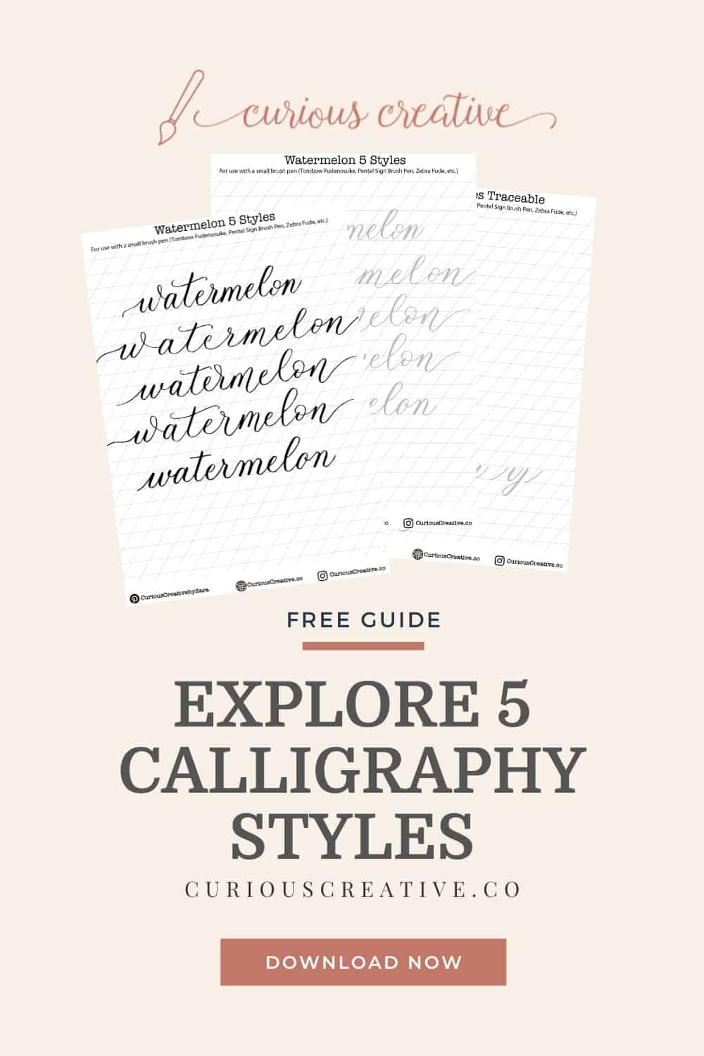 5 Ways to Write Watermelon in Modern Calligraphy - Curious Creative Studio